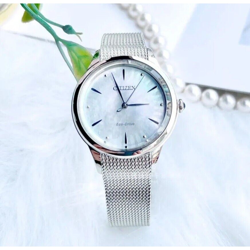 Citizen L Eco-Drive EM1150-86D Mother Of Pearl Dial Stainless Steel ...