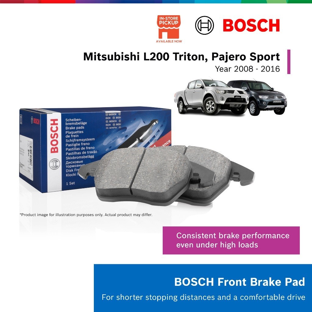 Bosch Front Brake Pads for Mitsubishi L200 Triton (2008 - 2016 ...