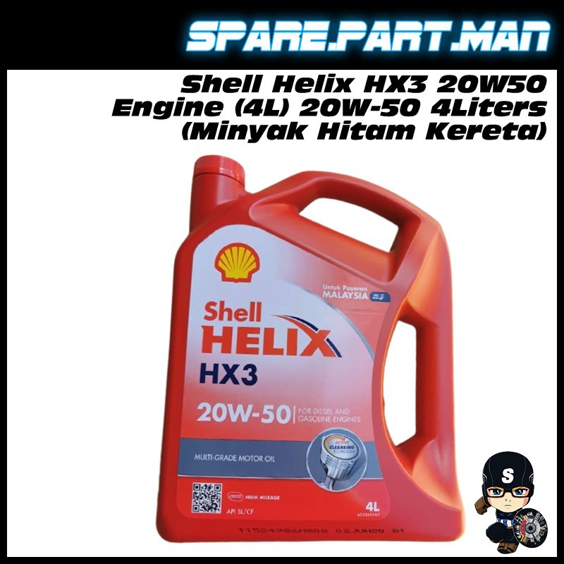 Shell Helix HX3 20W50 Engine (4L) 20W-50 4Liters (Minyak Hitam Kereta ...