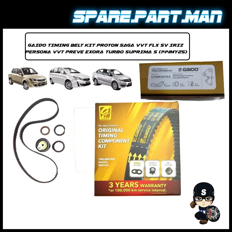GAIDO TIMING BELT KIT PROTON SAGA VVT FLX SV IRIZ PERSONA VVT PREVE ...