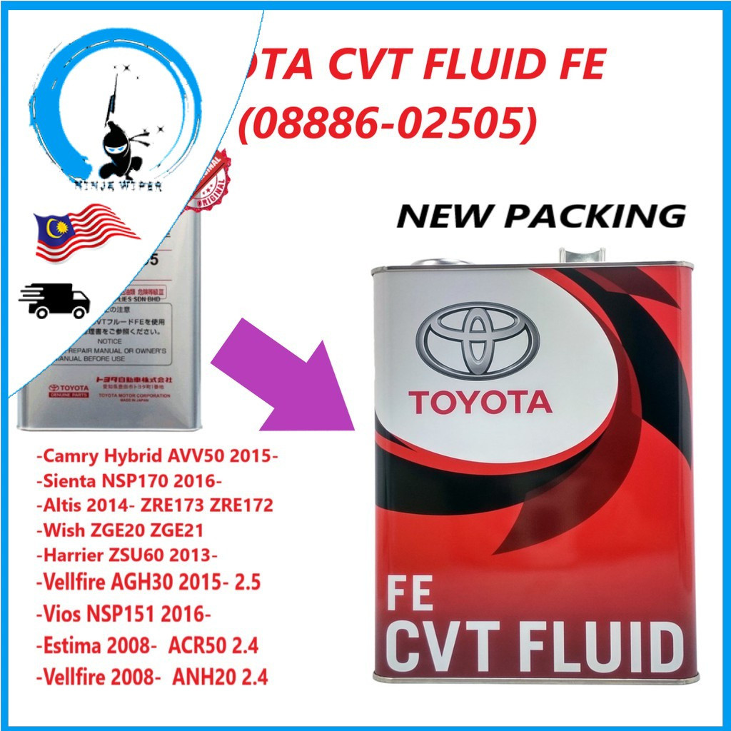 Toyota ATF CVT FE Gear Oil 4L 08886-02505 (NEW PACKING) NJW | Shopee ...