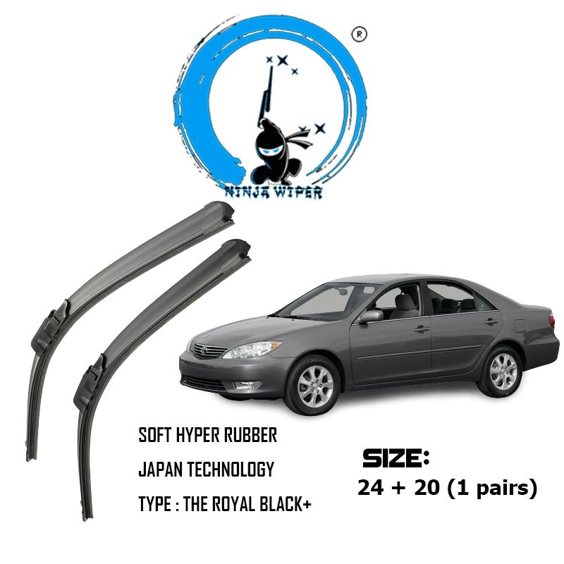 🇯🇵 Ninja Wiper The Royal black+🇯🇵 TOYOTA CAMRY 2006 (24"+20" 1PAIR) Car ...