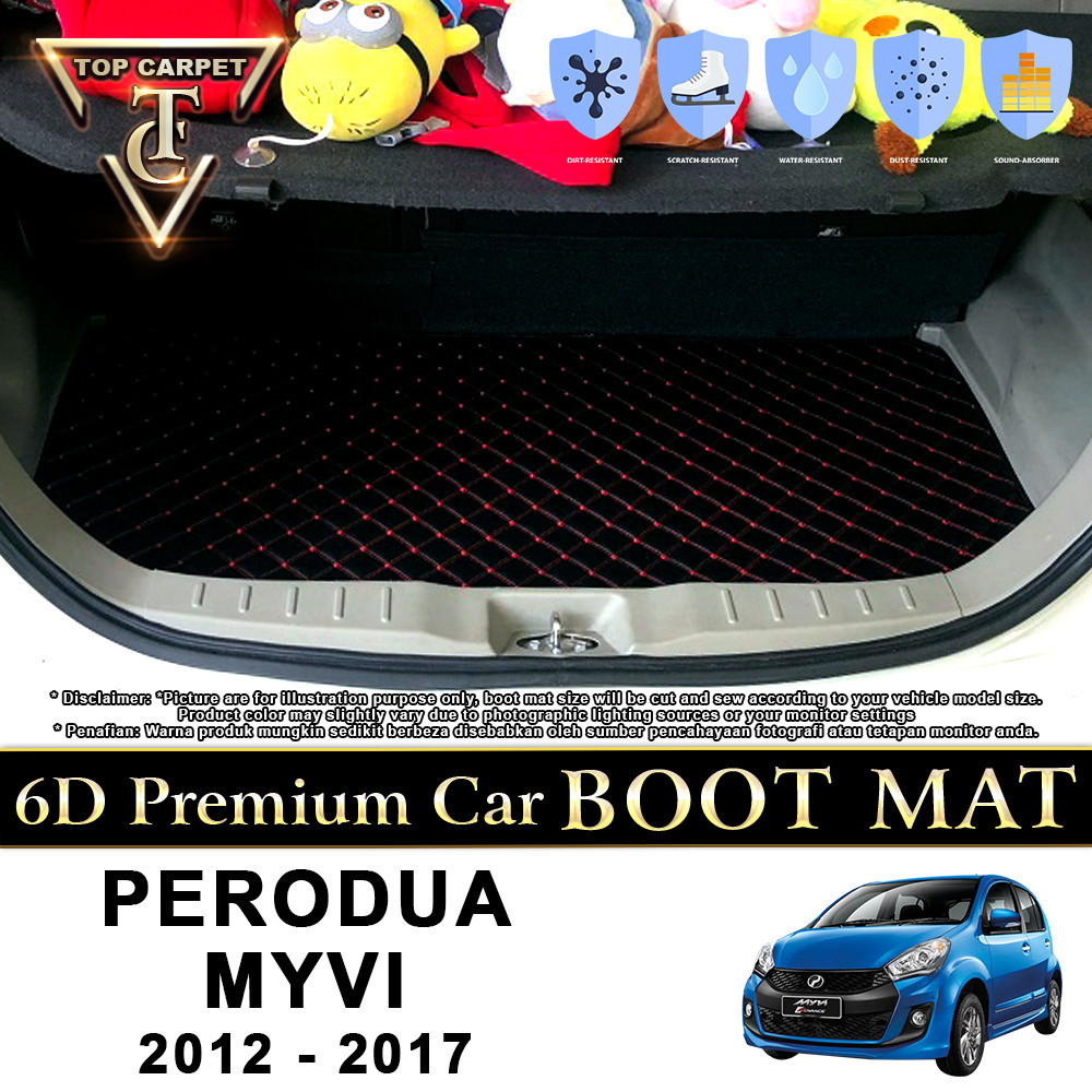 Top Carpet PERODUA MYVI ( 2012 - 2017 ) Car Boot Mat PU Leather Cargo ...
