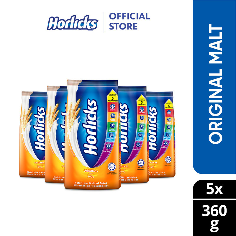 [Bundle of 5] Horlicks Original Nutritious Malted Drink 360g | Shopee ...