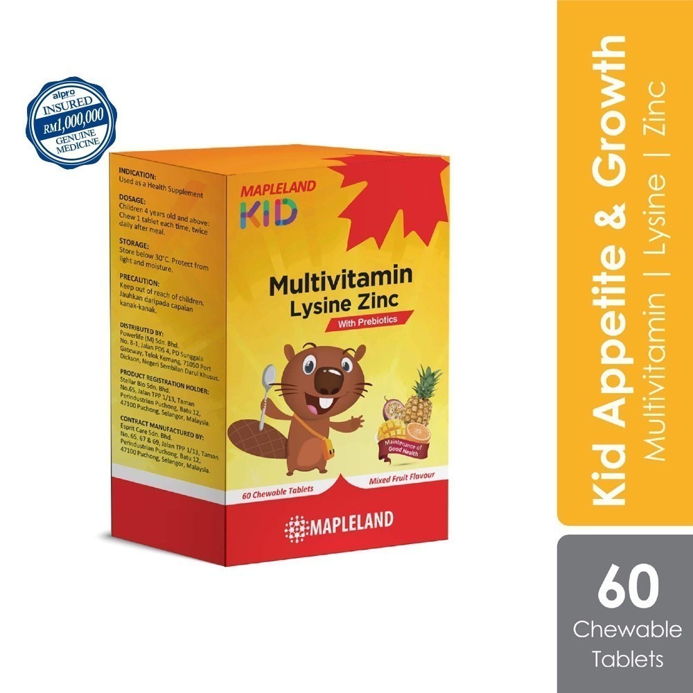 Alpro Pharmacy Exclusive - Mapleland Kid Multivitamin Lysine Zinc 10s x ...