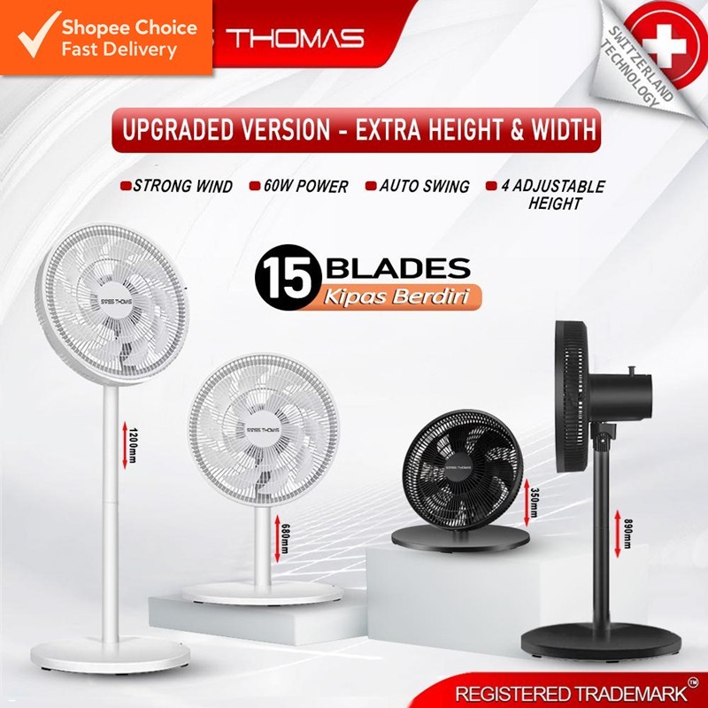 Swiss Thomas 2-in-1 Stand & Table Fan – Powerful Wind, Adjustable ...