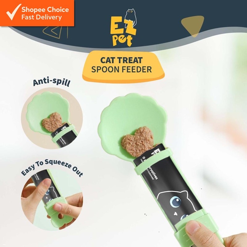 EZPET Cat Treat Spoon Feeder | Wet Food Scoop | Pet Snack Feeder | Cat ...