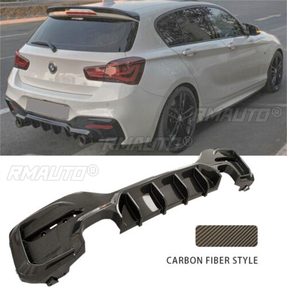 HOT Rear Bumper Lip Diffuser ABS Carbon Pattern Rear Spoiler For BMW ...