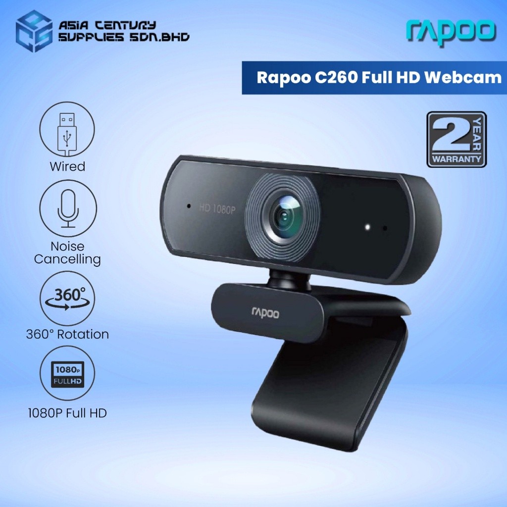 Rapoo C260 Full HD Webcam HD1080 With Microphone CMOS 2 Megapixels Rotate Freely USB Interface ...