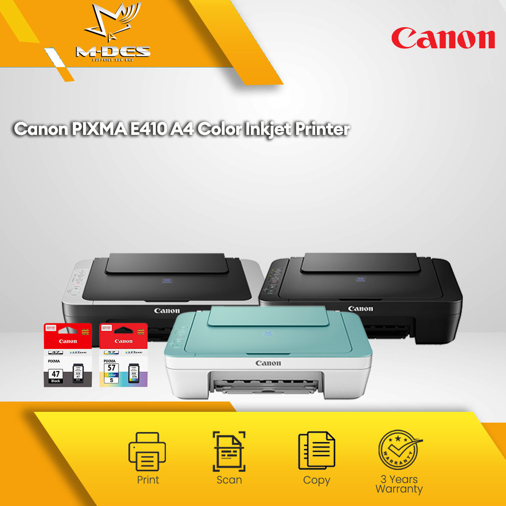 Canon Pixma E410 , E470 Black / Grey / Green All In One A4 Color Inkjet ...