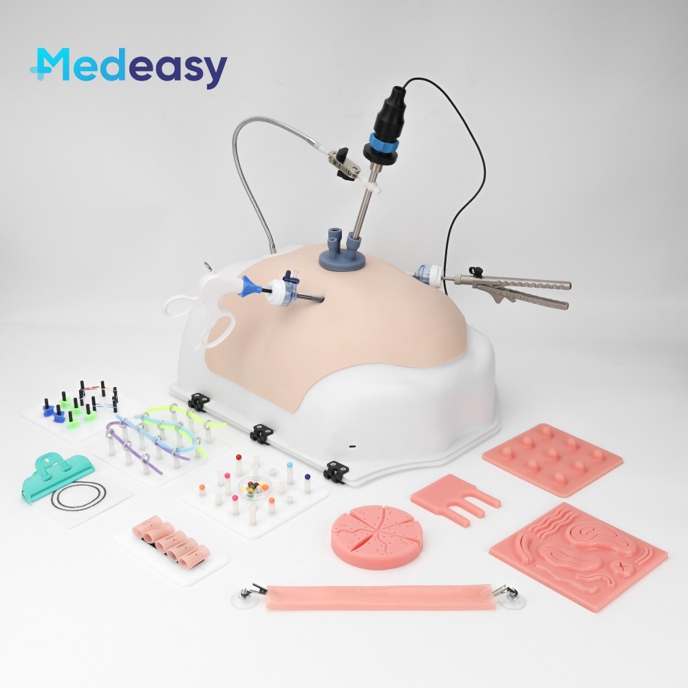 High Simulated Laparoscopic Simulator Trainer Training Box Belly Type with Half Skin for ...