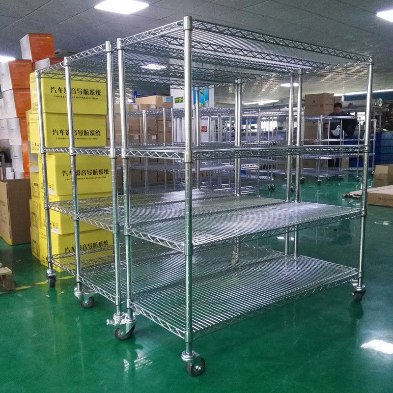 Contact seller/Wire Mesh Shelf Chrome Plated Material Turnover Trolley ...