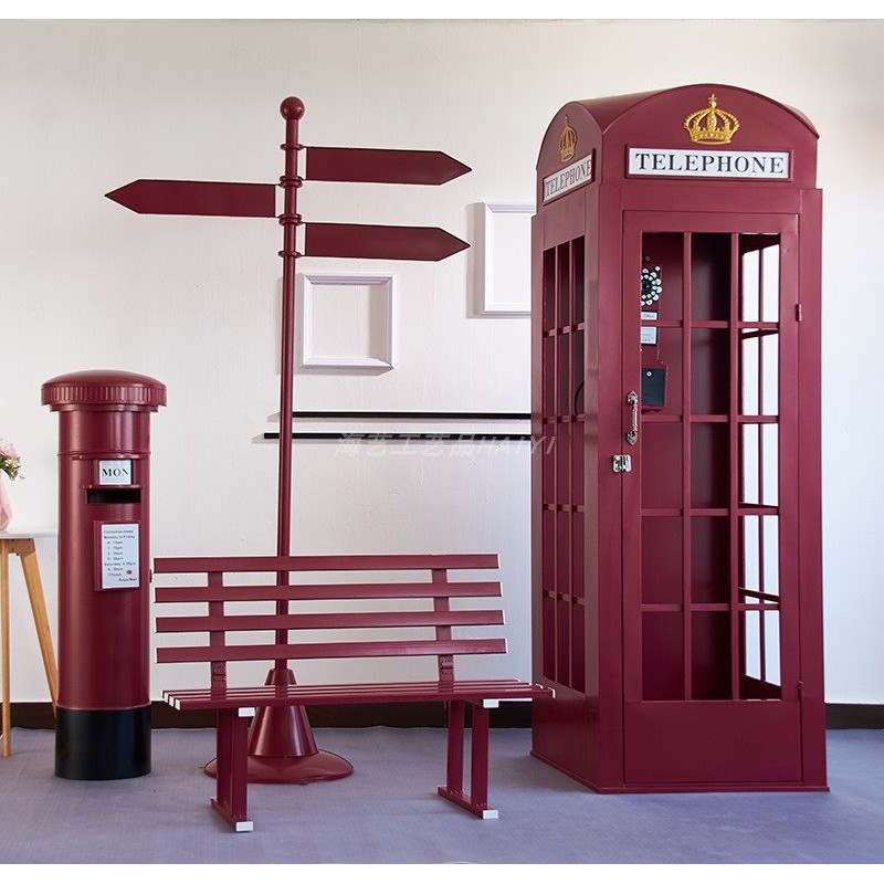Contact seller/Iron Telephone Booth Retro Metal Large Floor Ornaments ...