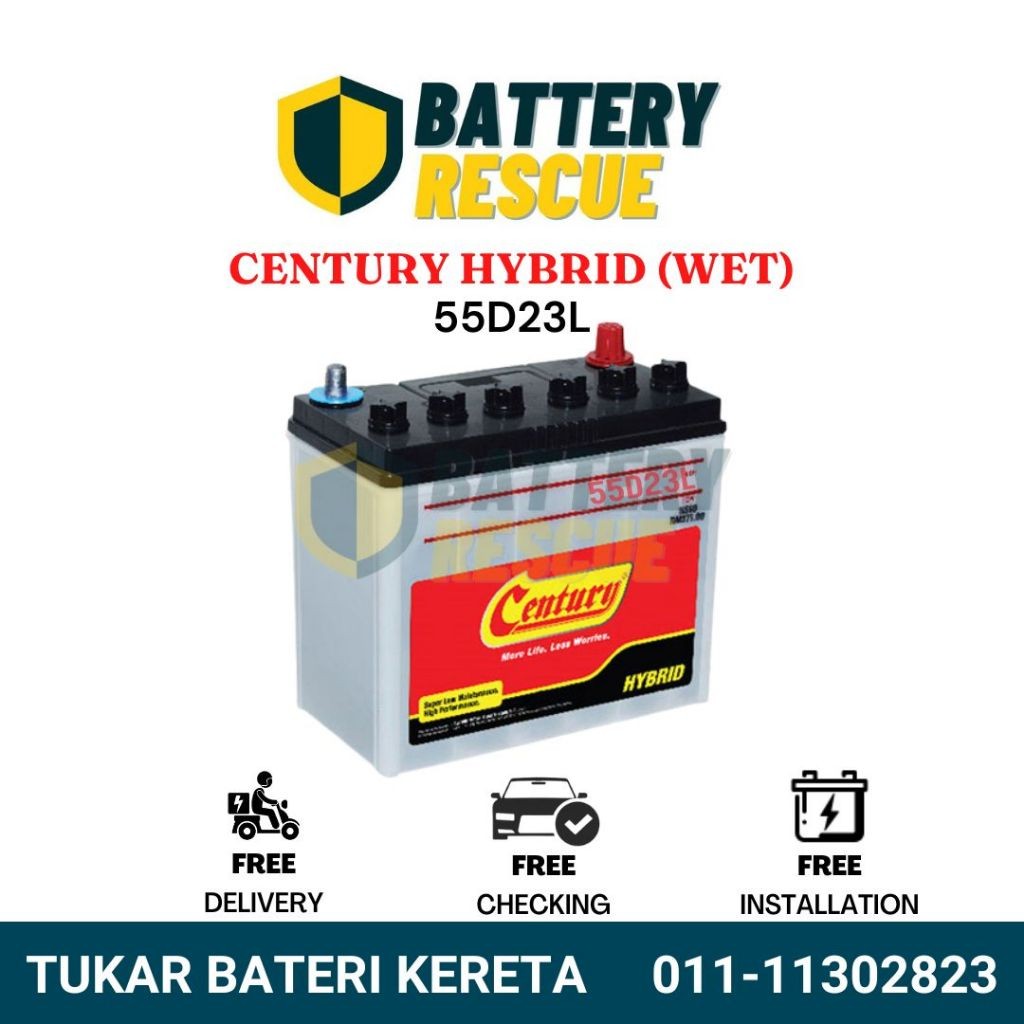 [Installation Available] 55D23L | Century Hybrid Wet Car Battery Bateri ...