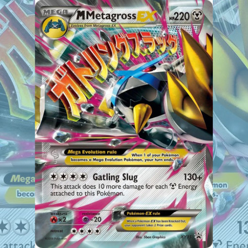 Mega ex M Metagross EX #XY35 tcg ptcg pokemon card free top loader and ...