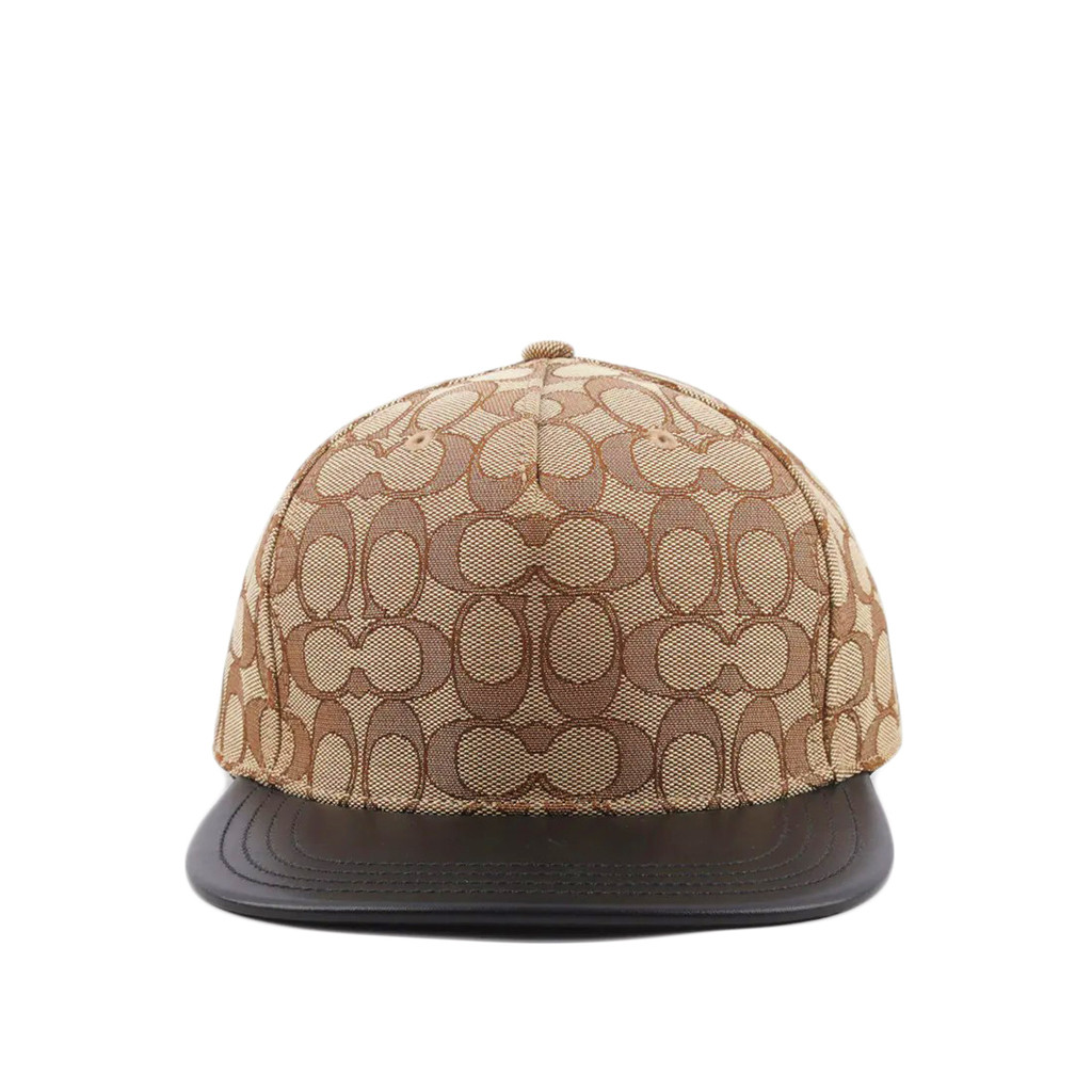 Coach Mens Signature Jacquard Flat Brim Hat - Brown | Shopee Malaysia