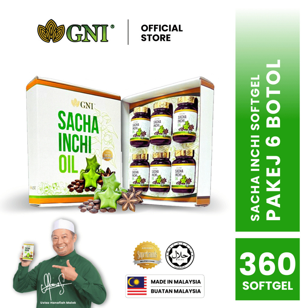 GNI sacha inchi Ustaz Hanafi softgel (6 bottles x 60 capsules) | Shopee ...