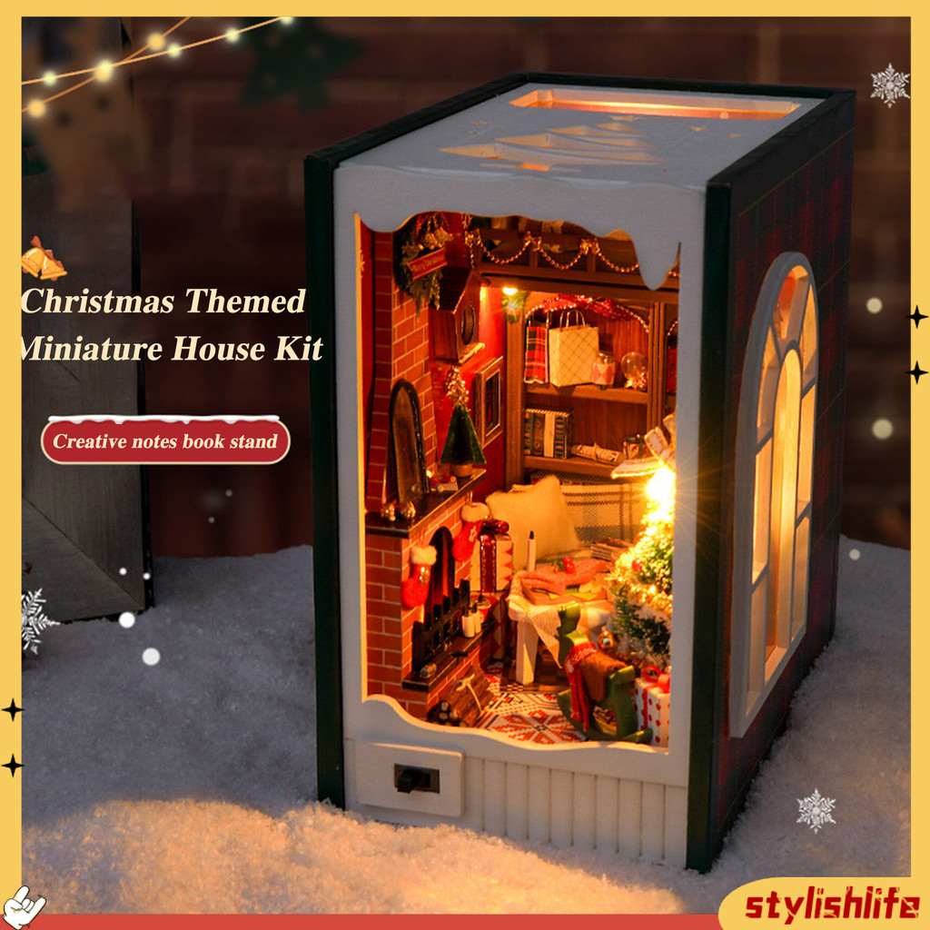 [stylishlife] Diy Dollhouse Kit Christmas Theme Mini House Christmas ...