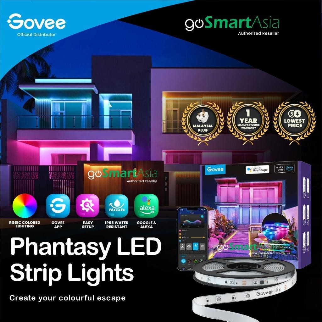 goSmart Asia Govee Phantasy Outdoor LED Strip Lights 10M with Wi-Fi RGB ...