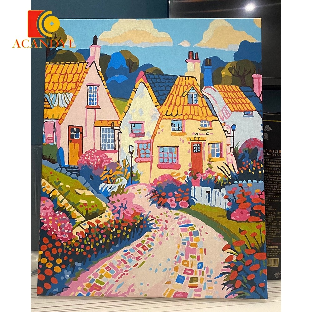 ACANDYL Paint By Numbers Kit, Fairy Tale Colorful Cottage, 30x40cm ...