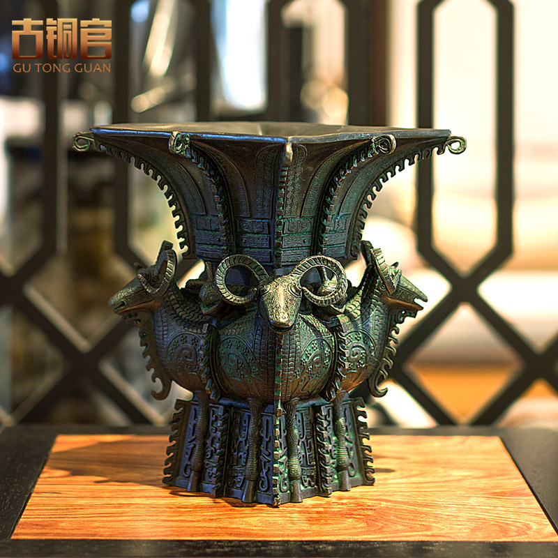 JY-8/Four Sheep Square Decoration Antique Bronze Tripod Vintage TV ...