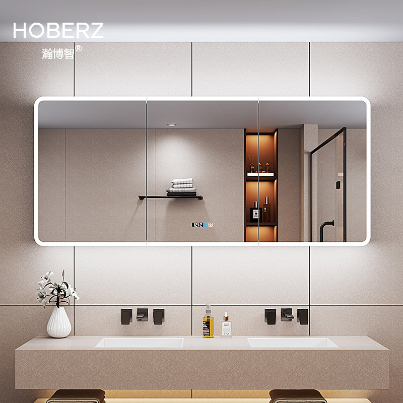 Q-8/Bathroom Bathroom Smart Mirror Cabinet round Corner Alumimum ...