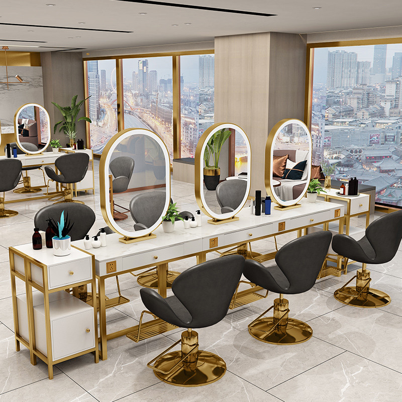 Q-8/#Barber Shop Dressing Table Cabinet Integrated with Light Double ...