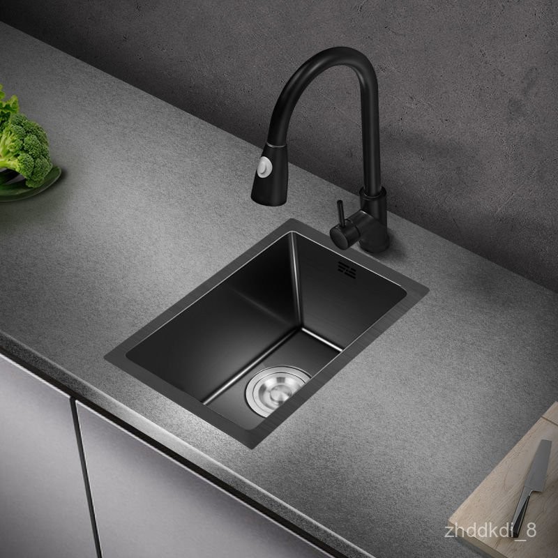 SJ-Nano Kitchen Handmade Small Water Channel Single Sink304Stainless ...
