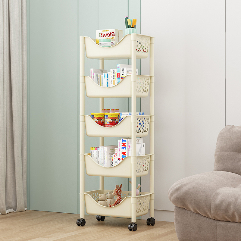 J-H/AM Small Cart Storage Rack for Home Snacks, Floor-standing Multi ...