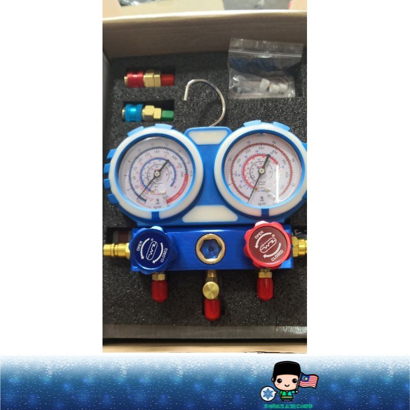 AIR-COND SERVICE DUAL MANIFOLD GAUGE SET R134A AIR COND MANIFOLD SET ...
