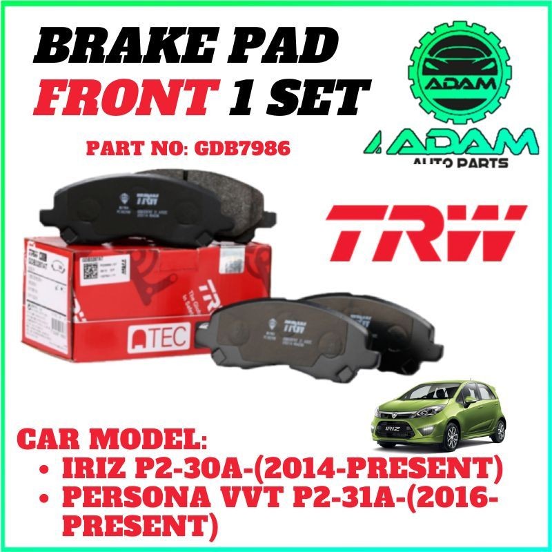 🚨 TRW 🚨 Iriz / New Saga VVT Front Brake Pad ( GDB7986 ) 1 SET | Shopee ...