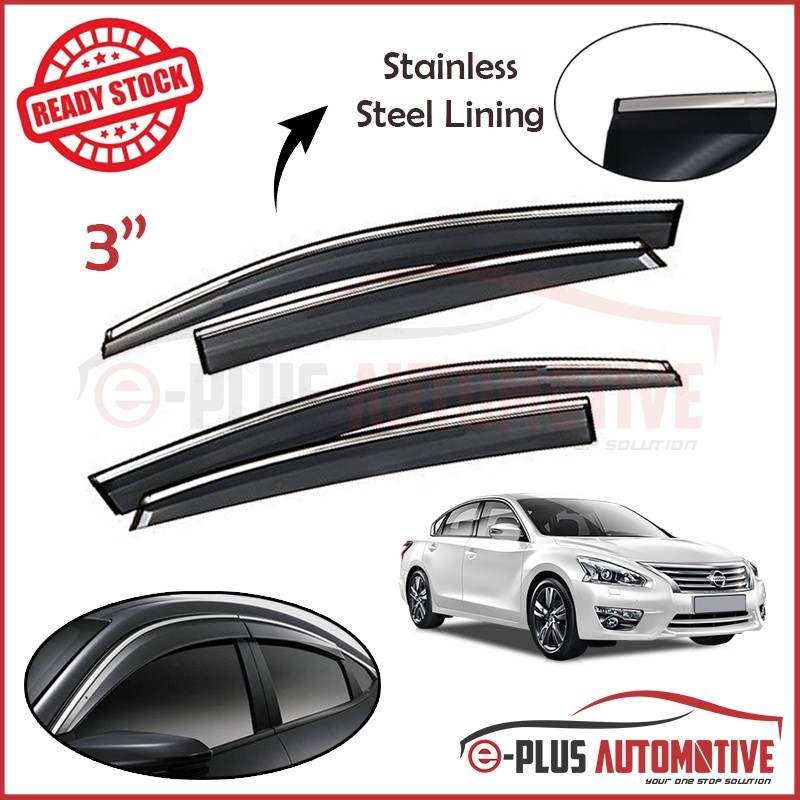 Injection Car Door Visor With Stainless Steel Chrome Lining (High Quality) - 3 Inch for Nissan ...