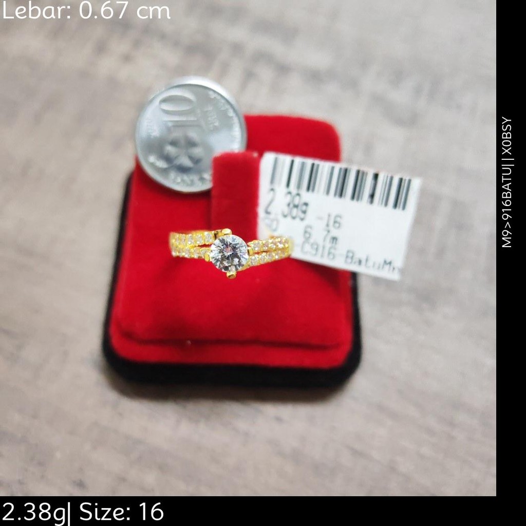 Emas916, Cincin Batu Mny Mid 0.7 cm Pd 2163 P569 16 | Shopee Malaysia