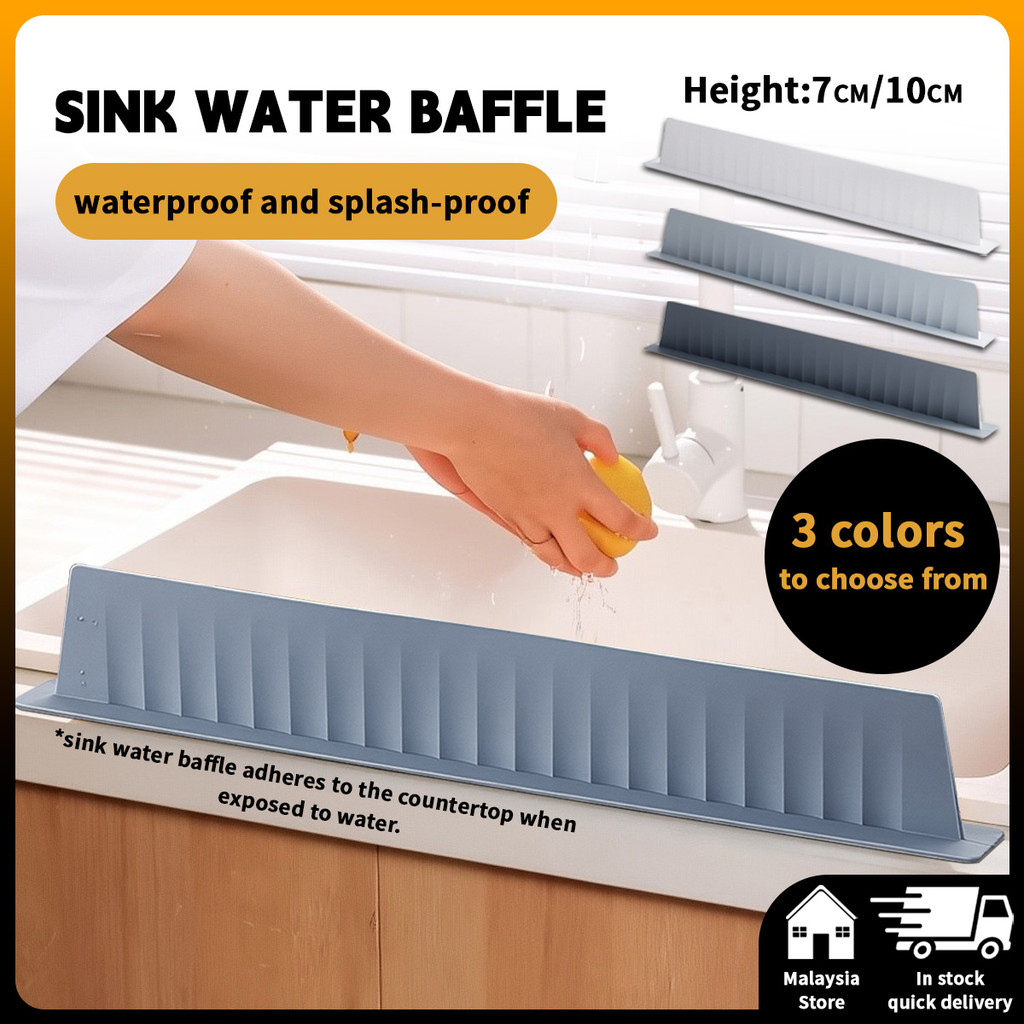 Sink Water Baffle Kitchen Countertop Silicone Splash Guards Water & Oil ...