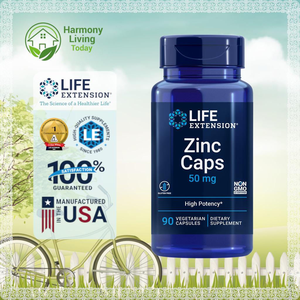 Zinc Caps High Potency 50mg, 90 vegetarian capsules [Life Extension ...