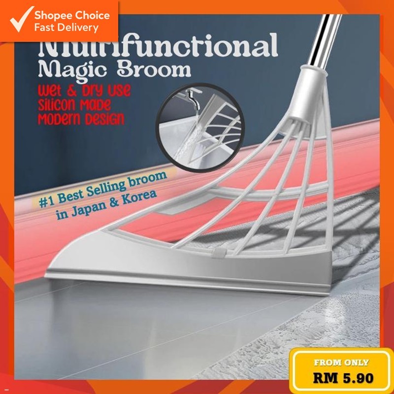 [Shopee Choice] Retractable magic broom sweeping brush Silicone mop ...