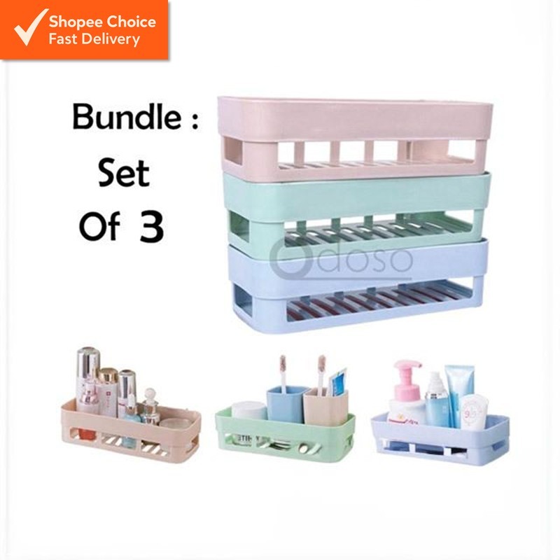 [Shopee Choice] BUNDLE Set of 3 TH007 Bathroom Kitchen Wall Shelves ...