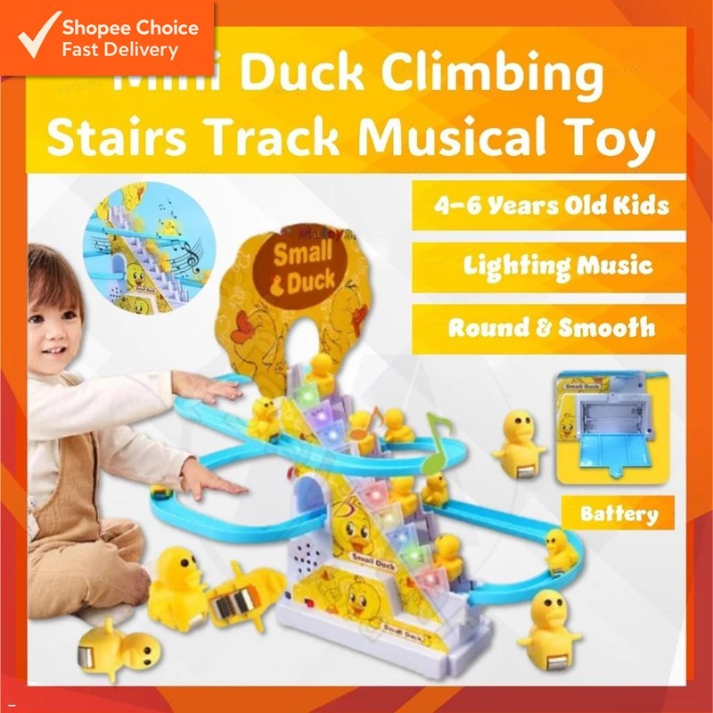 Duck Climbing Stairs Toy – Musical Educational Track Toy for Kids Aged ...
