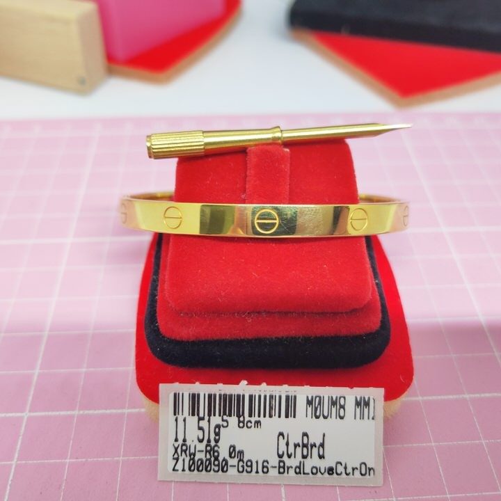 Emas916, Bangle Brd Love Ctr One Skru1 Spring Hollow 0.6 cm Pd 100090 P ...