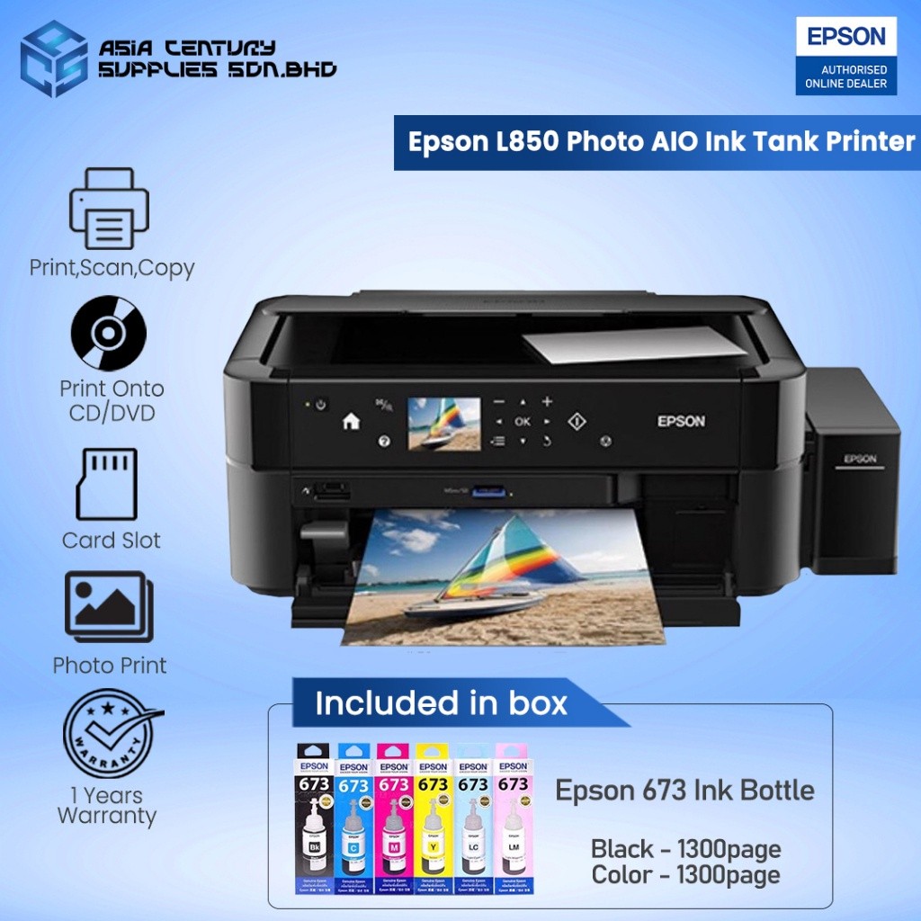 Epson L850 Photo All In One Ink Tank Printer Multi-functional/ Print ...