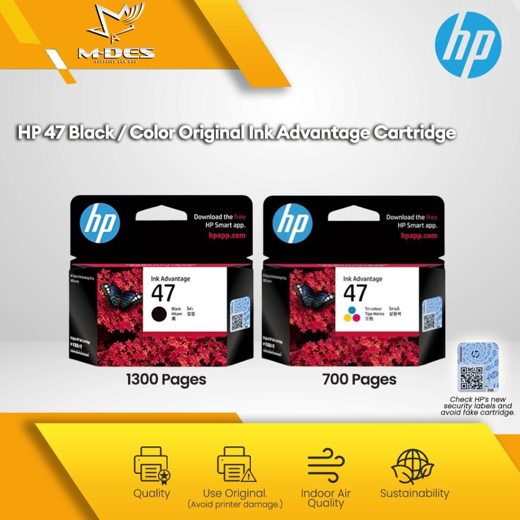 HP 47 Black / Tri-Color Original Ink Advantage Cartridge ( 6ZD21AA ...