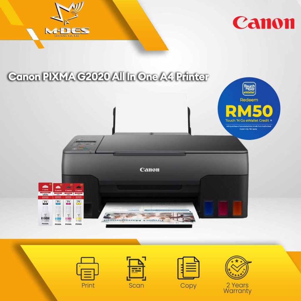 Canon Pixma Inkjet G2020 All In One Color Ink Tank Printer / Print Scan ...