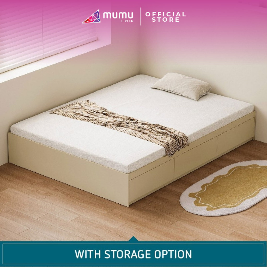 [MUMU Living] Karina Platform Bed Frame With Storage Standard Queen | Shopee Malaysia