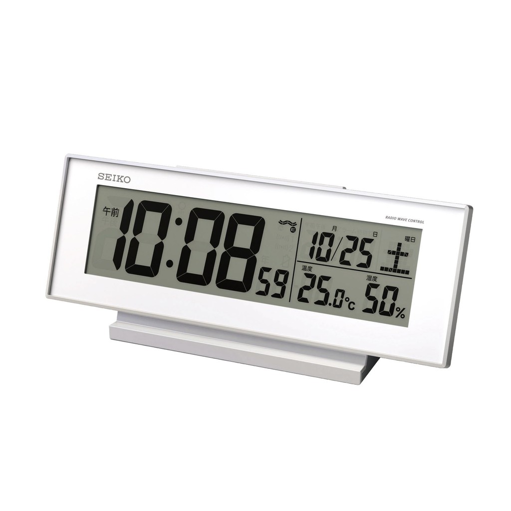 Seiko clock alarm clock always on radio wave digital calendar ...