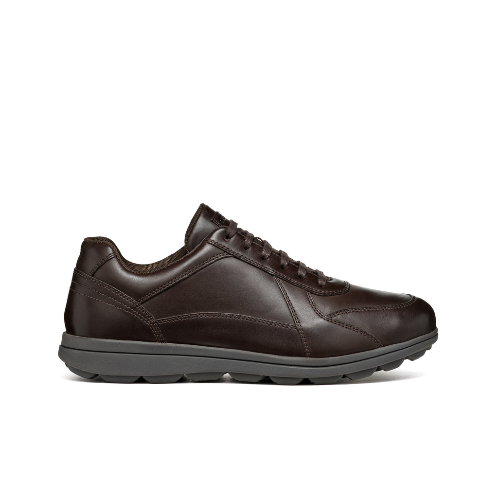 GEOX Men Spherica EC12 Leather Shoes - Coffee U45GRA-00043-C6009S4 ...