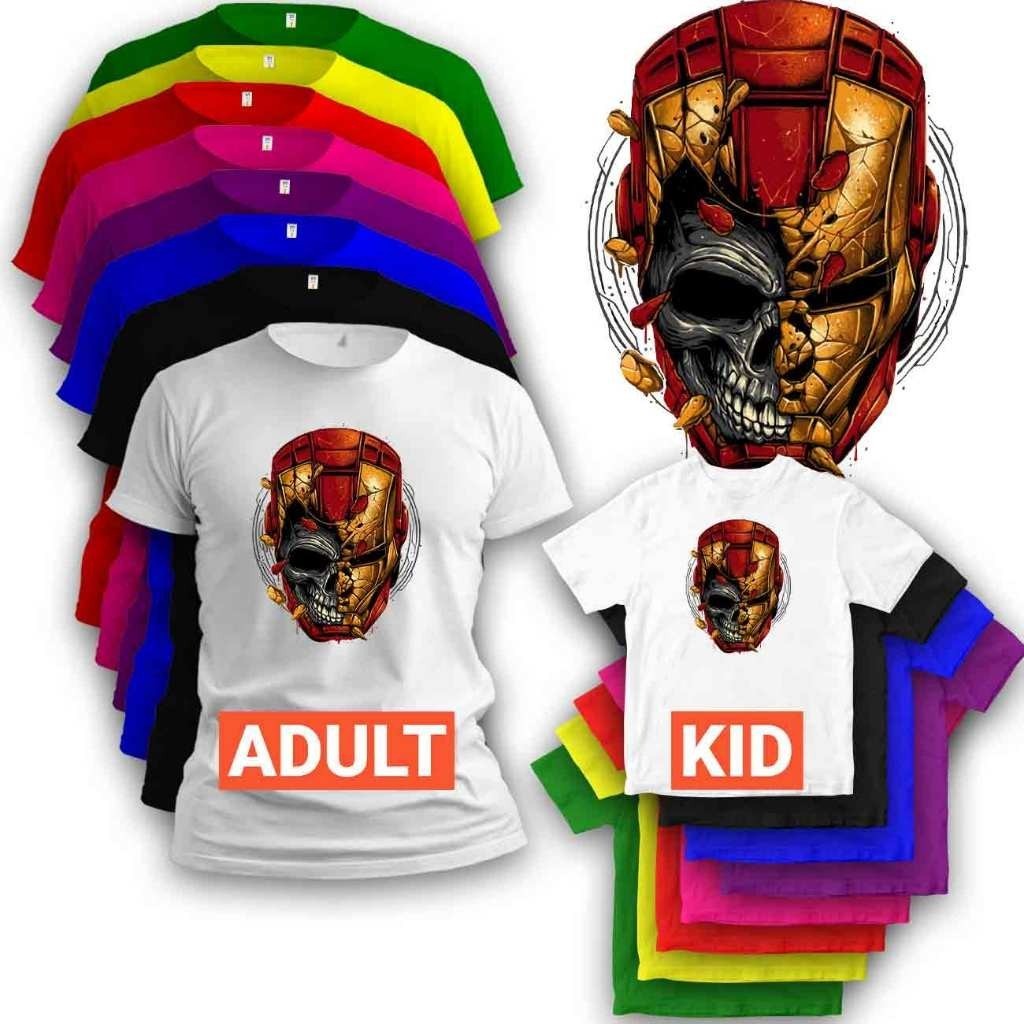 Baju Skull Iron Man Superhero T Shirt Boy Girl Unisex 100 Cotton Viral ...