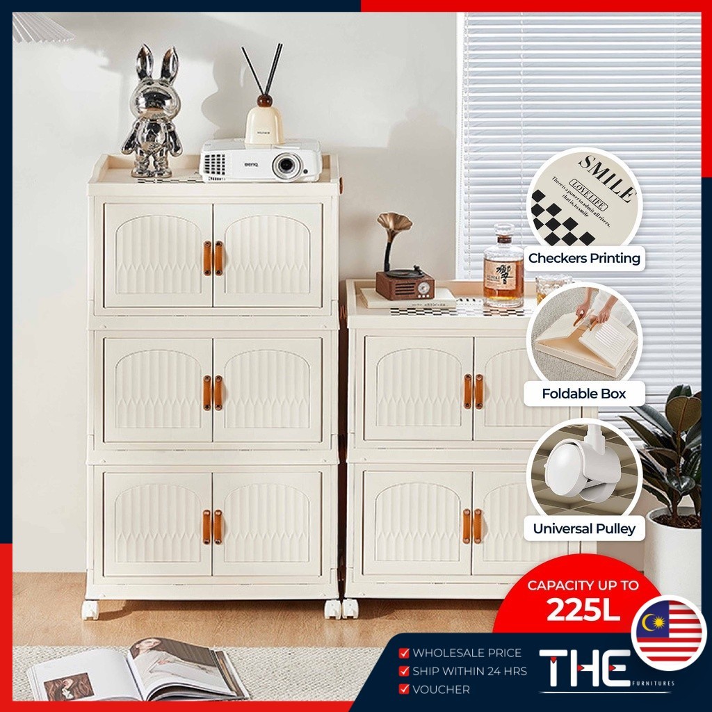 THE L60cm (2/3 Layers) 2 Doors Checkers Storage Cabinet Multifunctional ...