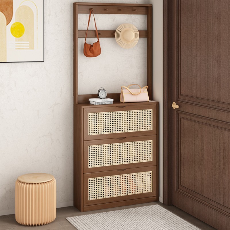 Contact seller/Solid Wood Rattan Shoe Cabinet Home Doorway Nordic ...