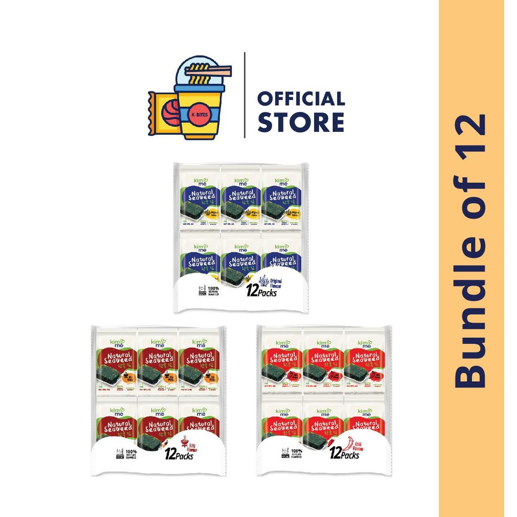 [Bundle of 12] Kimme Natural Seaweed - Original/Chili/BBQ (12x4g ...