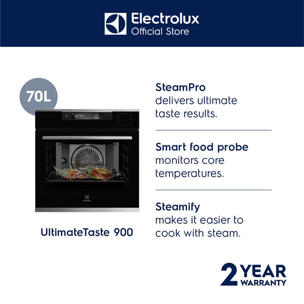 Electrolux UltimateTaste 900 Built-in Oven with SteamPro (70L) KOAAS31X ...